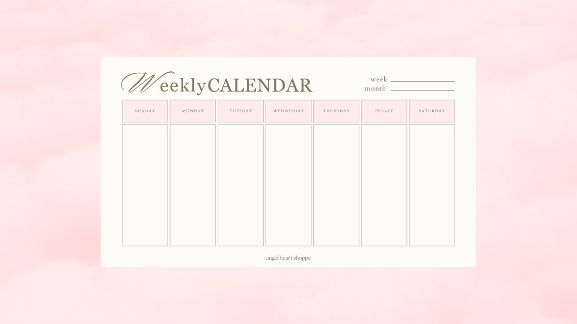Weekly Calendar, Aesthetic To-do List, Pink Schedule, Pink Planner ...