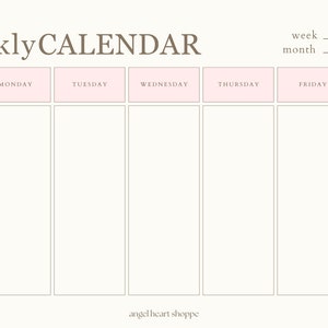 Weekly Calendar, Aesthetic To-do List, Pink Schedule, Pink Planner ...