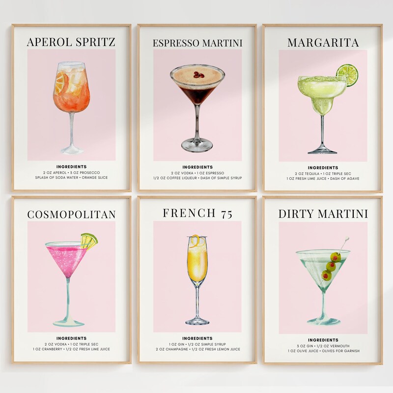 Cocktail Wall Art - Etsy