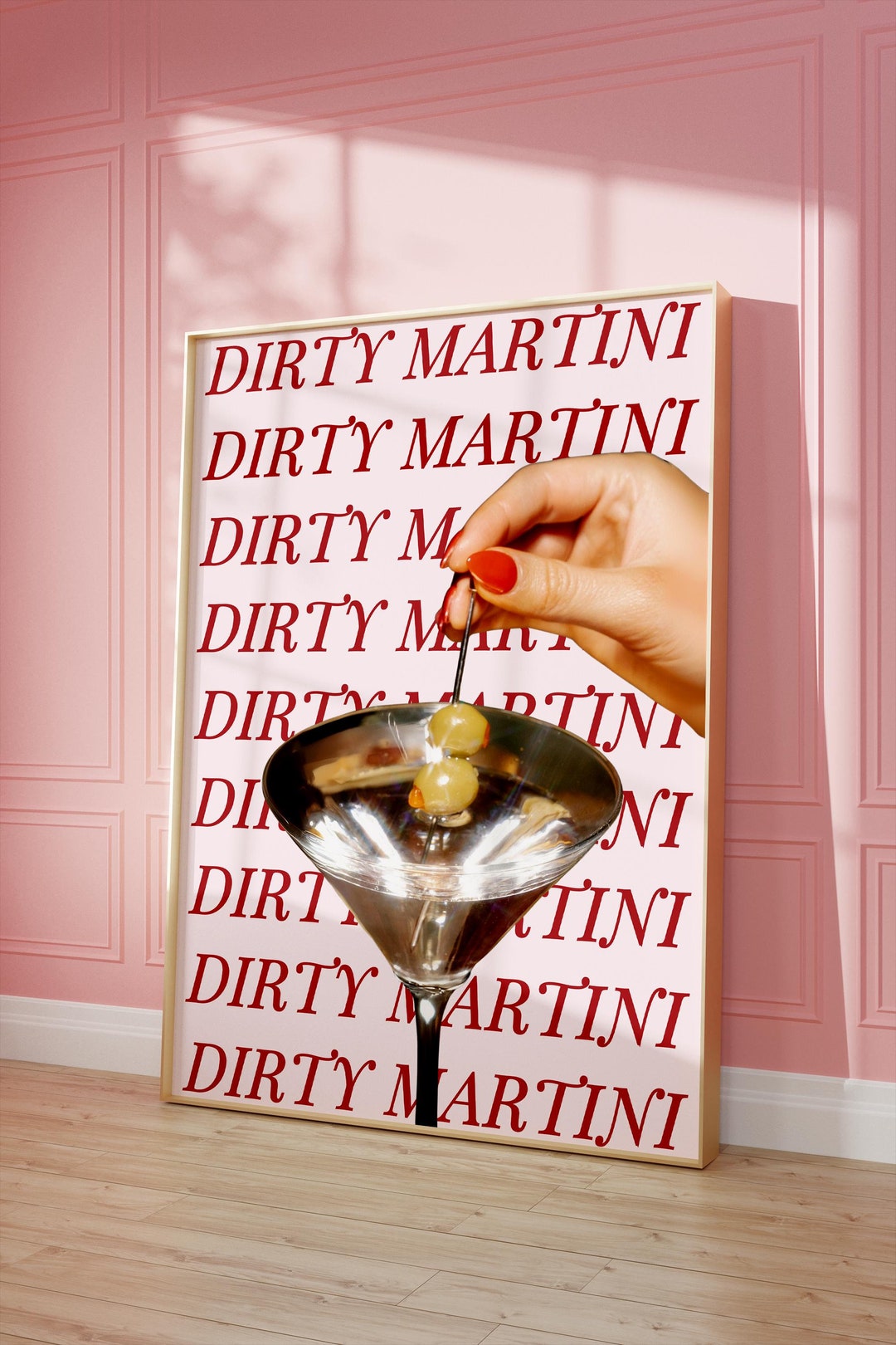 Dirty Martini Art Print | Instant Download | Pink Bar Cart Decor ...