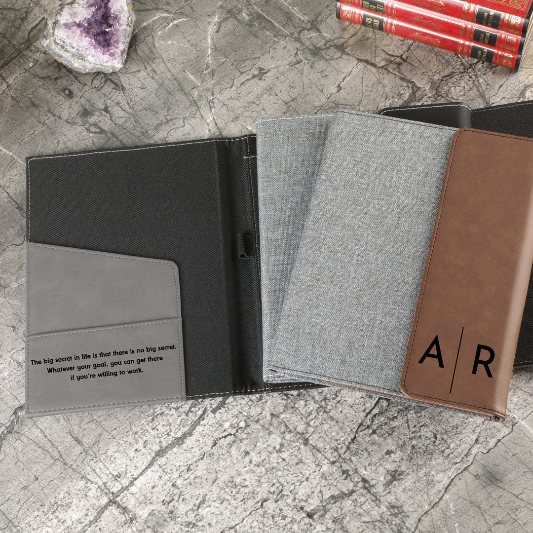 Personalized Leather Portfolio, Custom Notepad Cover, Business ...