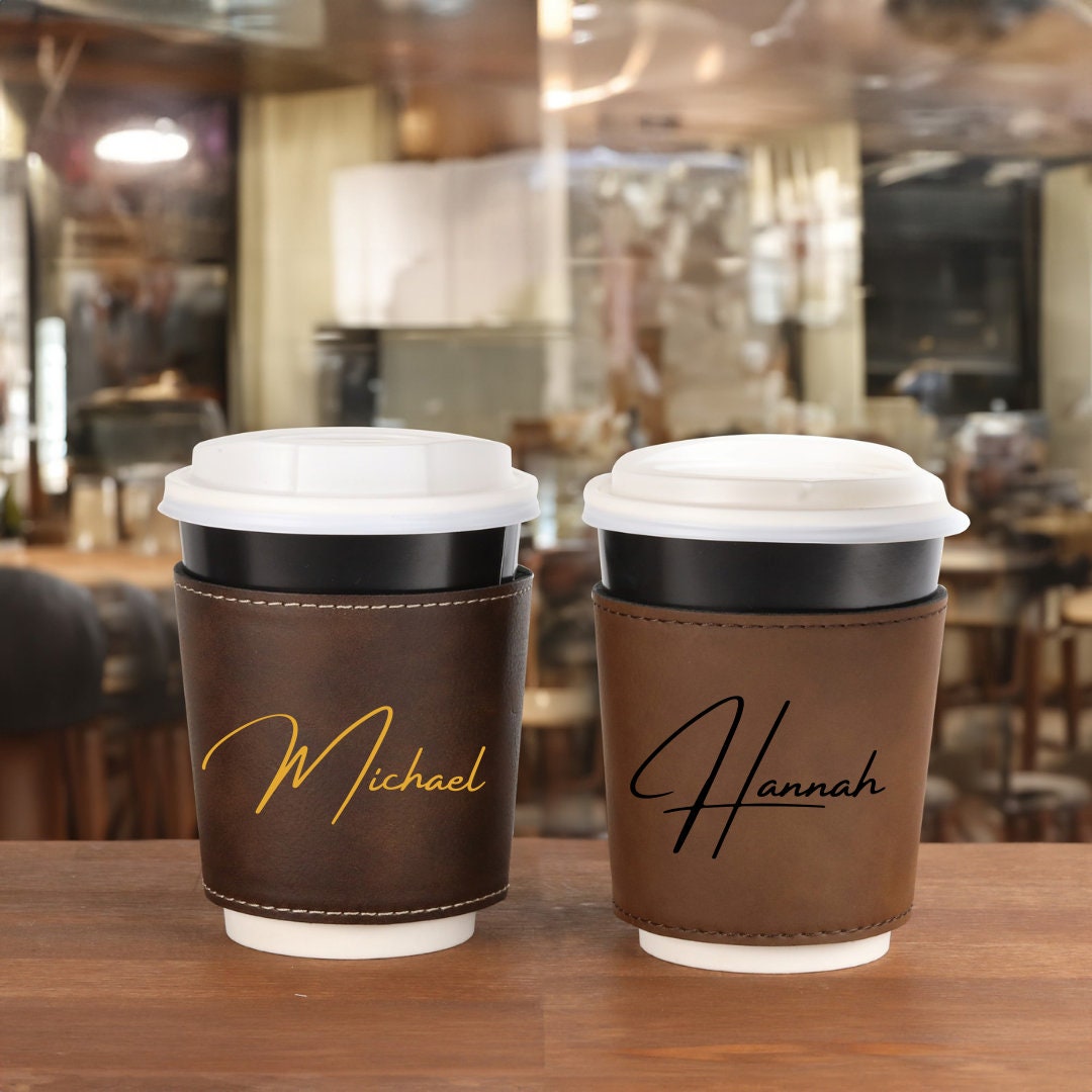 Custom Cup Sleeve, Personalized Coffee Cup Sleeve, Custom Leather ...