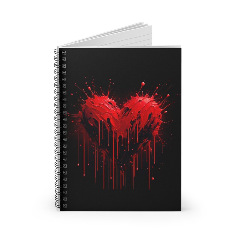 Bleeding Heart on Black Background Spiral Notebook Ruled Line Journal ...