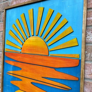 Sunrise Wooden Wall Art Sea Sunset Abstract Boho Décor Sun Shine Wall ...