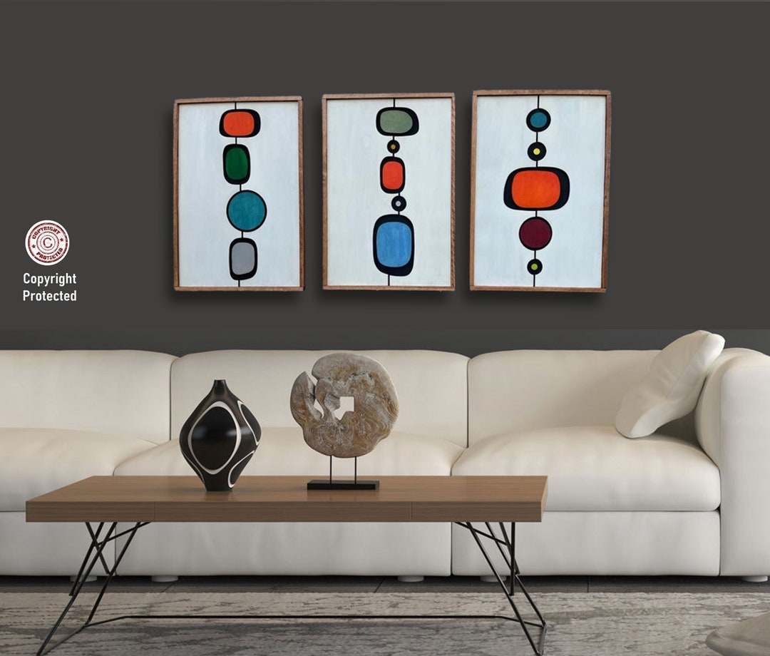 Set of 3 Atomic MCM Wall Art Boho Midcentury Modern Wood Wall Decor ...