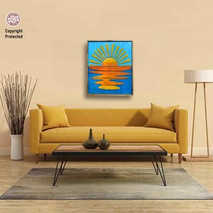 Sunrise Wooden Wall Art Sea Sunset Abstract Boho Décor Sun Shine Wall ...