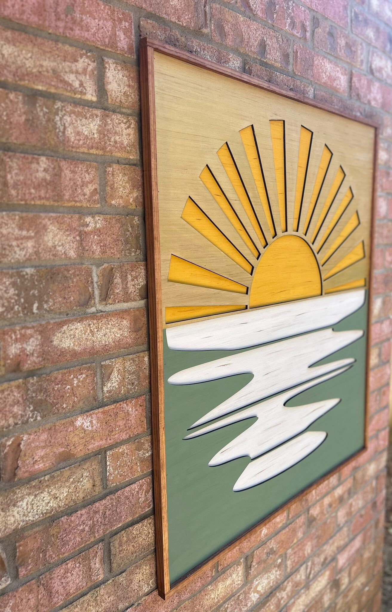 Midcentury Sunrise Wooden Wall Art Sunset Abstract Boho Décor Sunshine ...