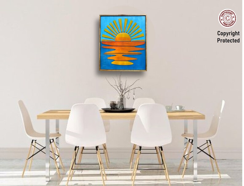 Sunrise Wooden Wall Art Sea Sunset Abstract Boho Décor Sun Shine Wall ...