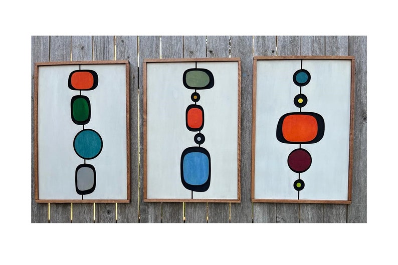 Set of 3 Atomic MCM Wall Art Boho Midcentury Modern Wood Wall Decor ...