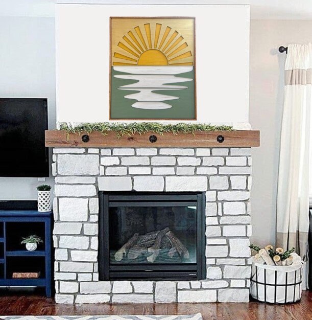 Midcentury Sunrise Wooden Wall Art Sunset Abstract Boho Décor Sunshine ...