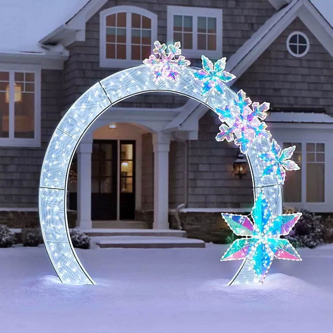 8' Pre-lit Arch With Prismatic Snowflakes Outdoor Indoor - Etsy