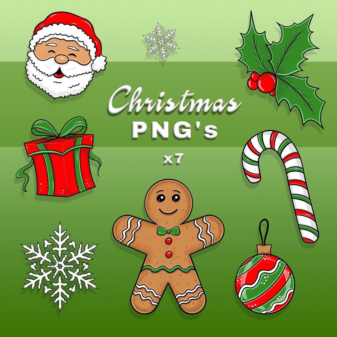 Christmas PNG Set, Christmas Clipart Commercial Use, 7 Png Christmas ...