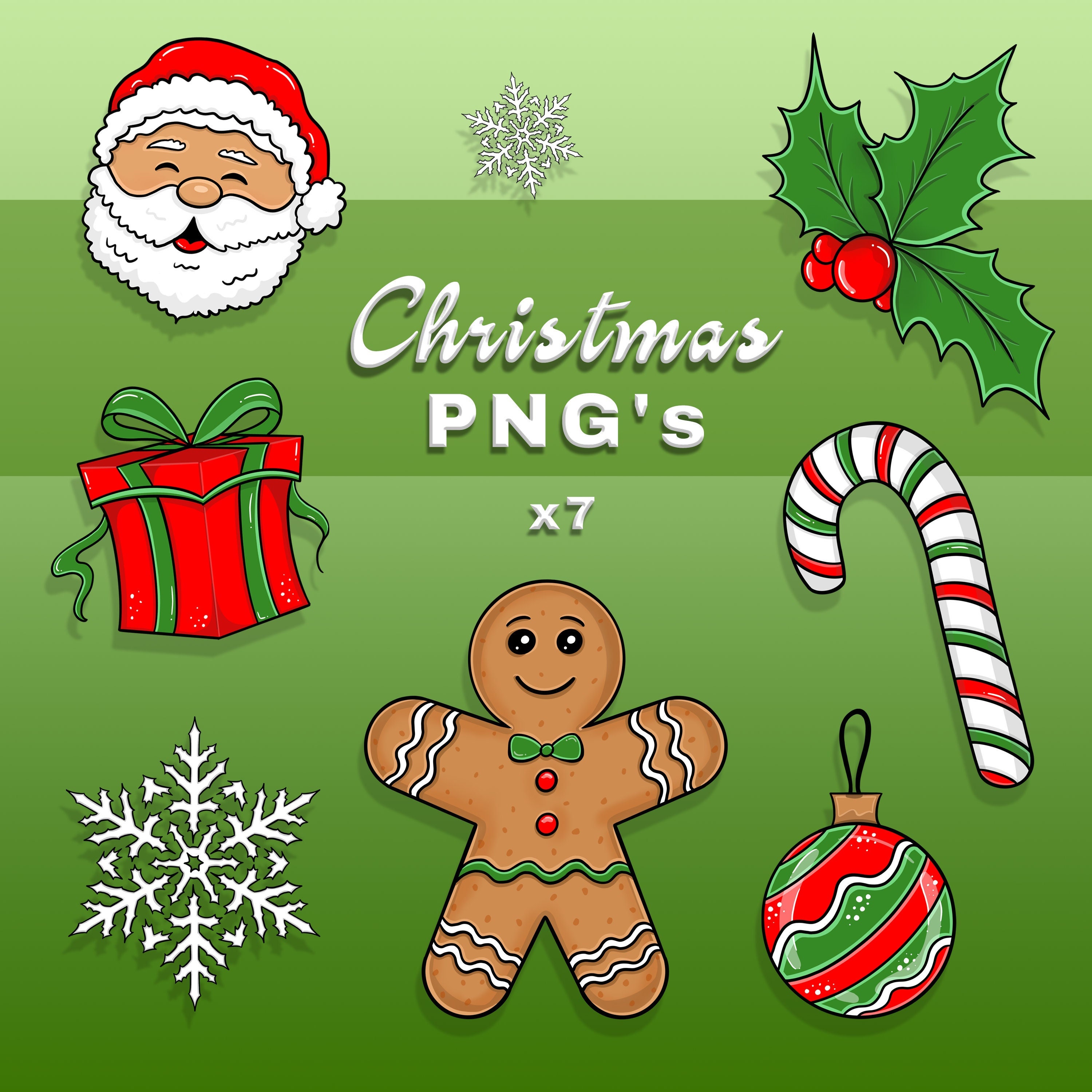 Christmas PNG Set, Christmas Clipart Commercial Use, 7 Png Christmas ...