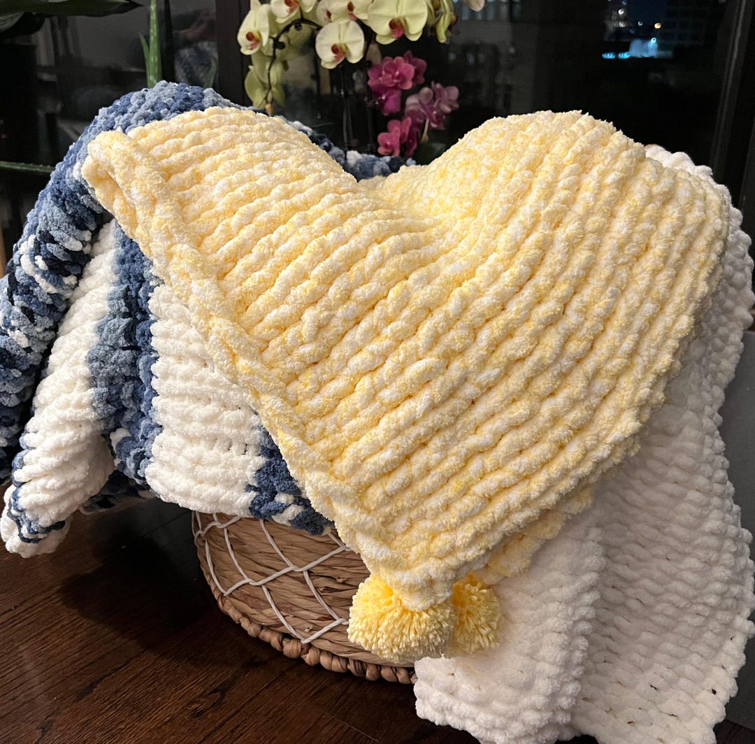 Super Soft Hand Knit Baby Blanket - Etsy