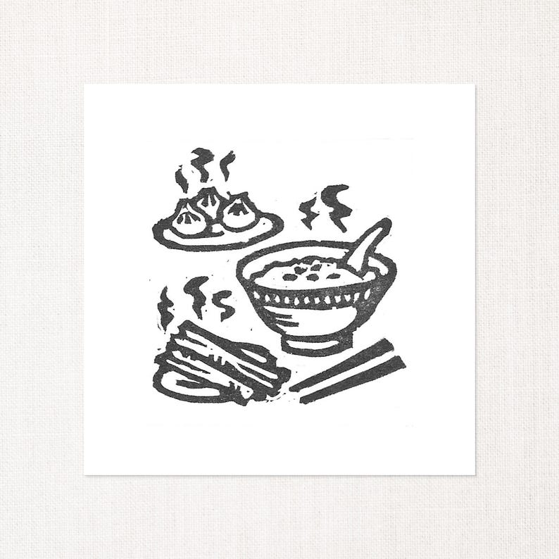 Dim Sum Mini Print | Hand-carved Block Print | Made to Order - Etsy