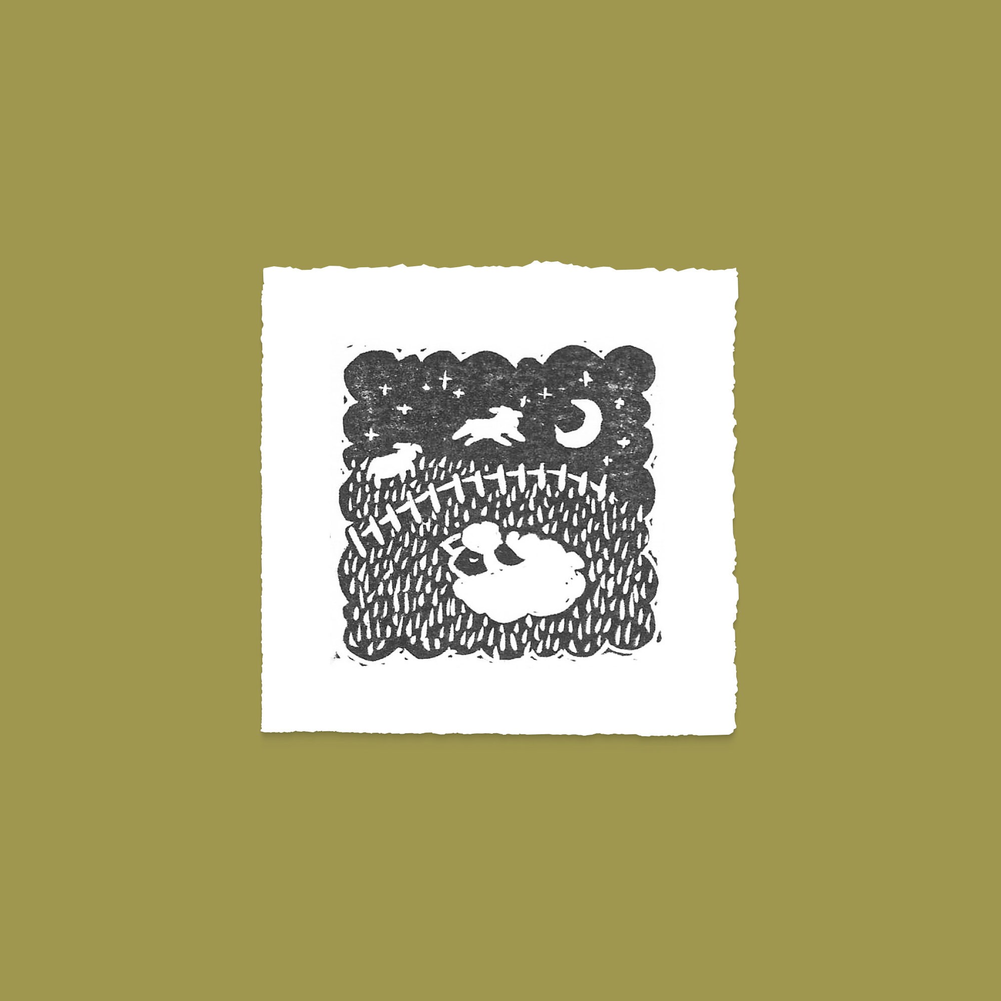 Counting Sheep Mini Print Hand-carved Block Print Made to Order - Etsy