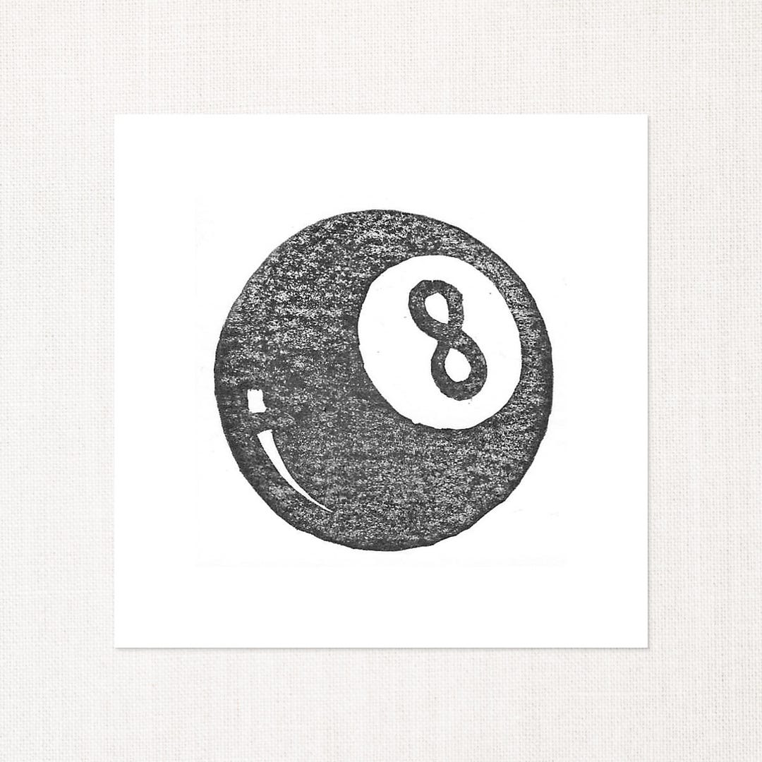 8 Ball Mini Print | Hand-carved Block Print | Made to Order - Etsy