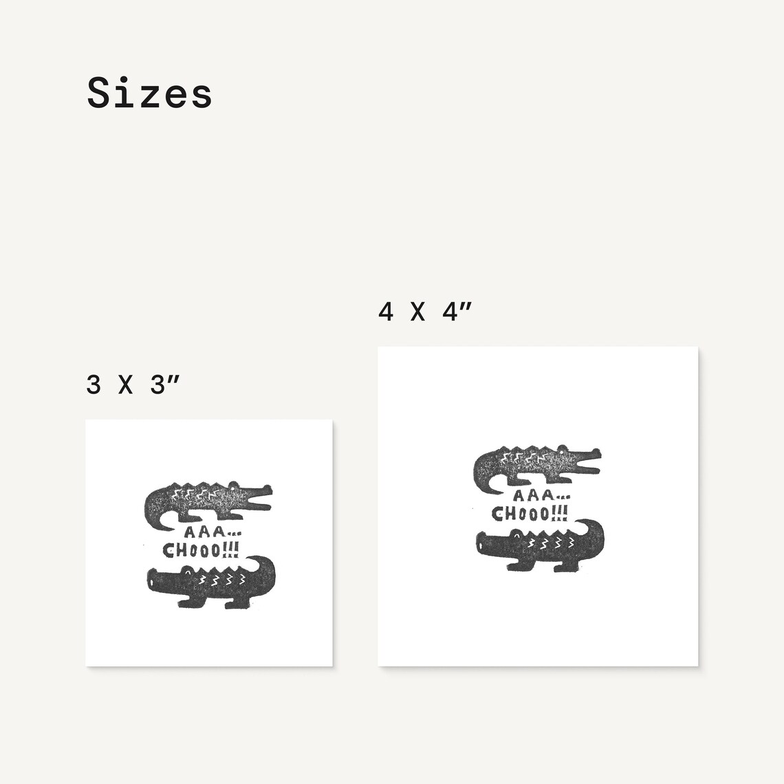 Sneezing Alligator Mini Print | Hand-carved Block Print | Made to Order ...