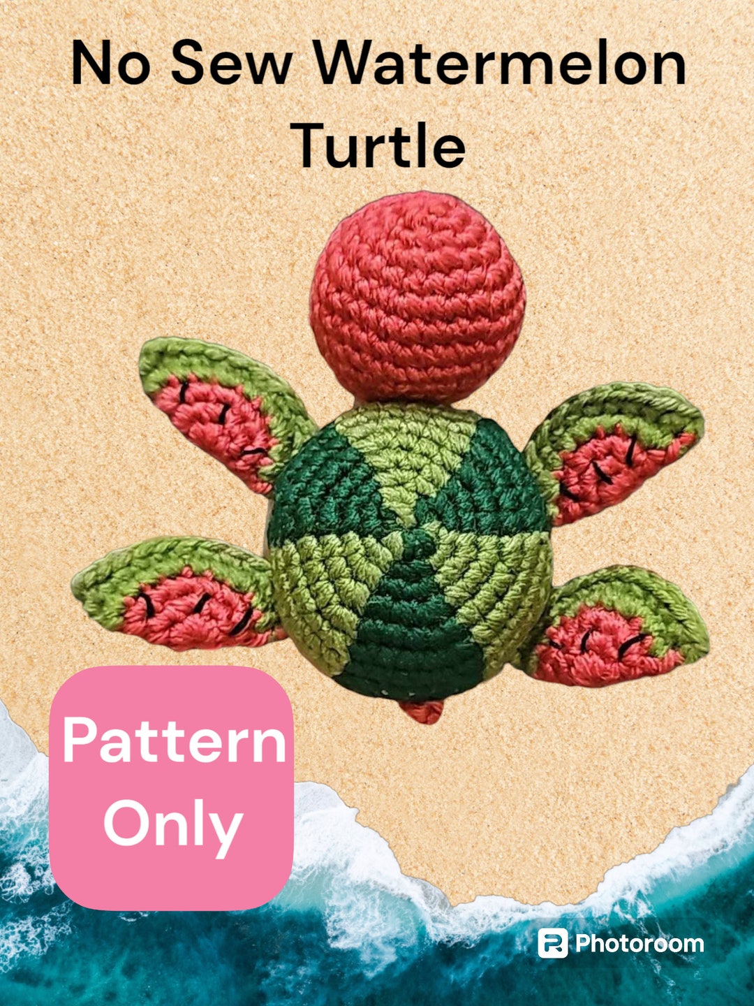 No Sew Watermelon Turtle Crochet Pattern - Etsy