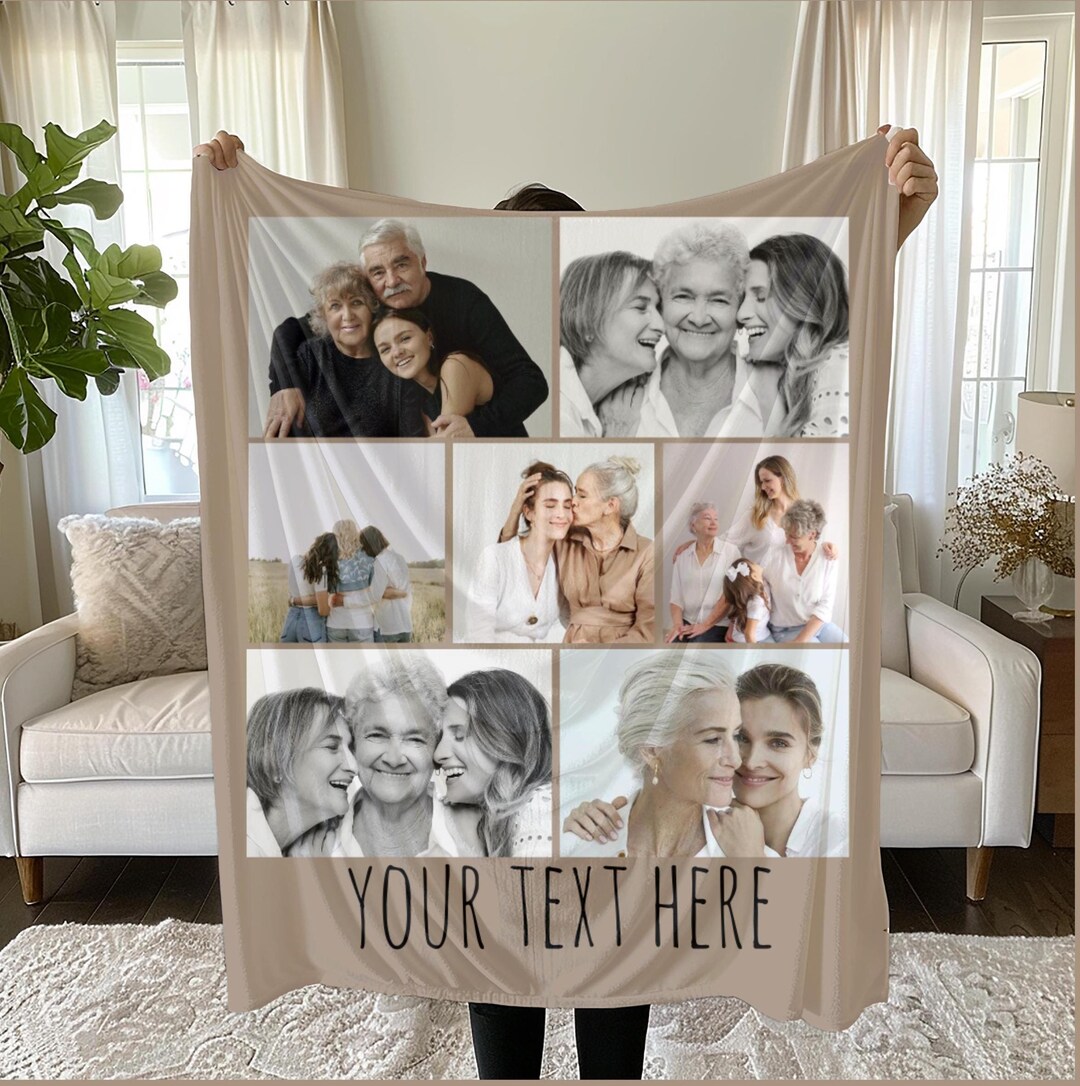 Custom Photo Blanket Grandma, Personalized Picture for Grandma, Photos ...