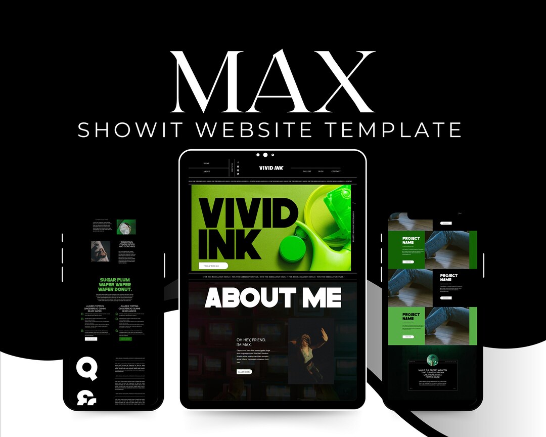 Dark & Edgy Showit Website Template for Online Service Providers ...