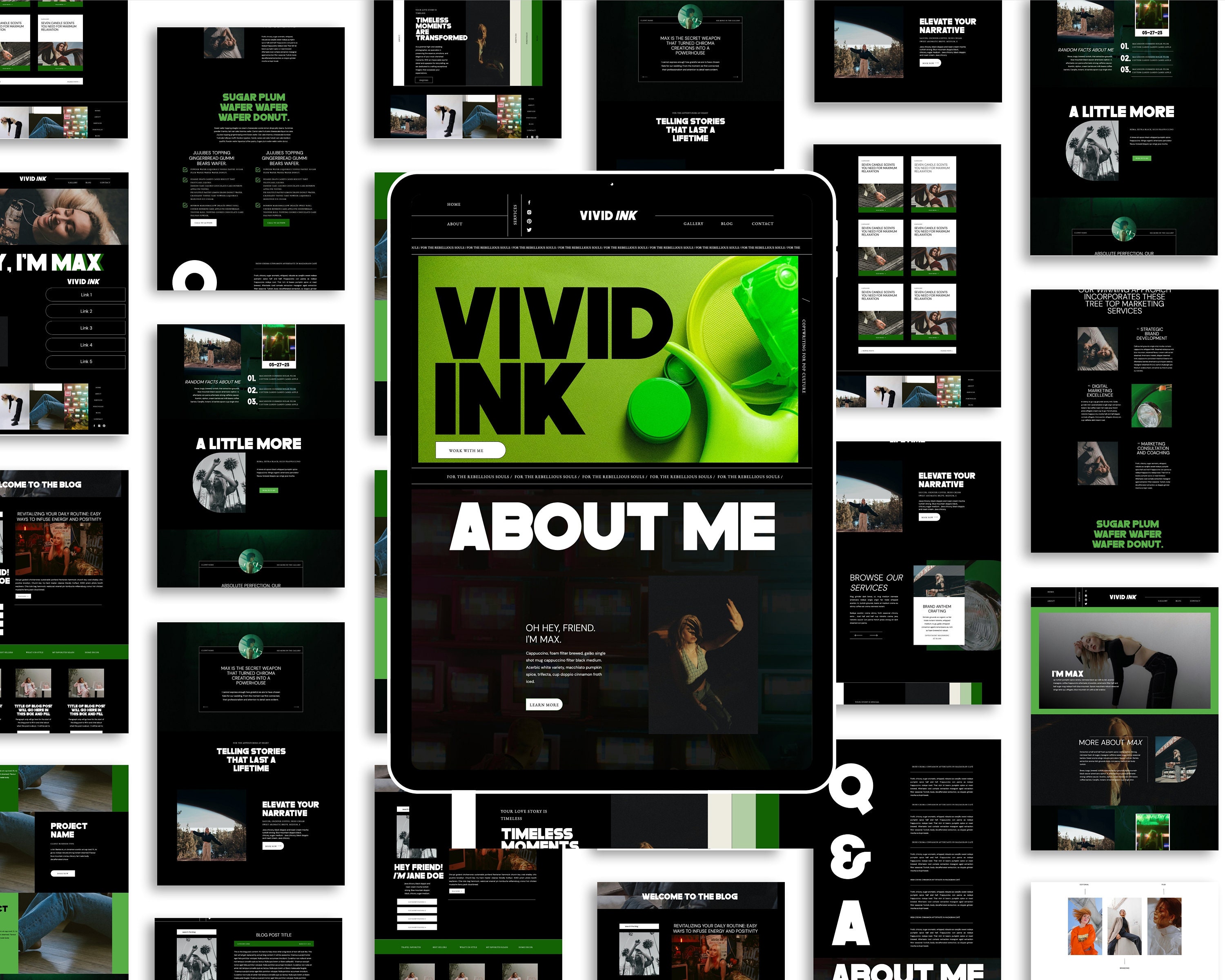Dark & Edgy Showit Website Template for Online Service Providers ...