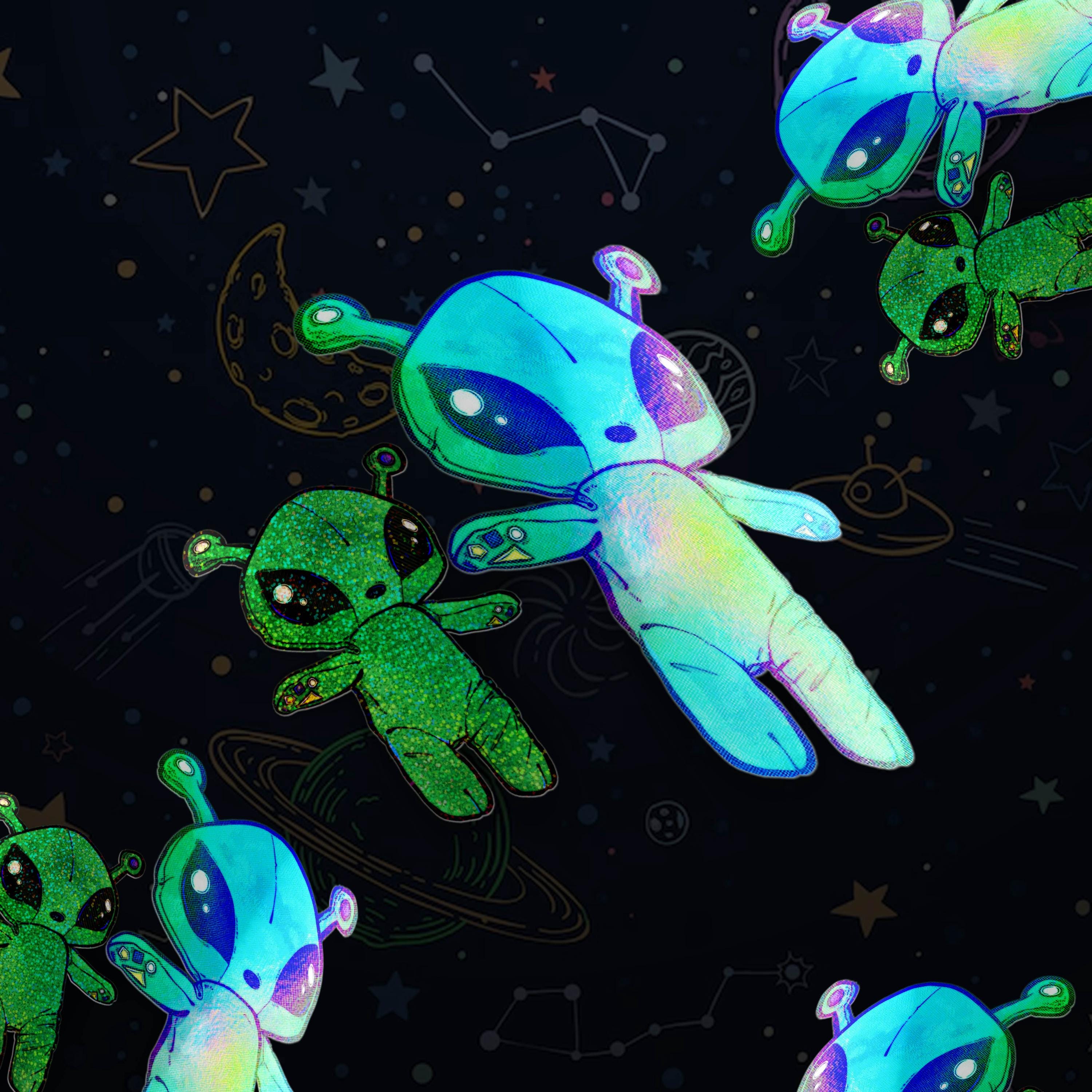 Ikea Alien PLUSH Sticker - UV & Glitter - Etsy