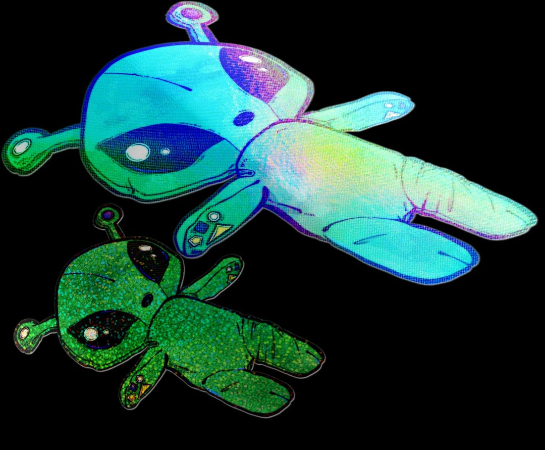 Ikea Alien PLUSH Sticker - UV & Glitter - Etsy