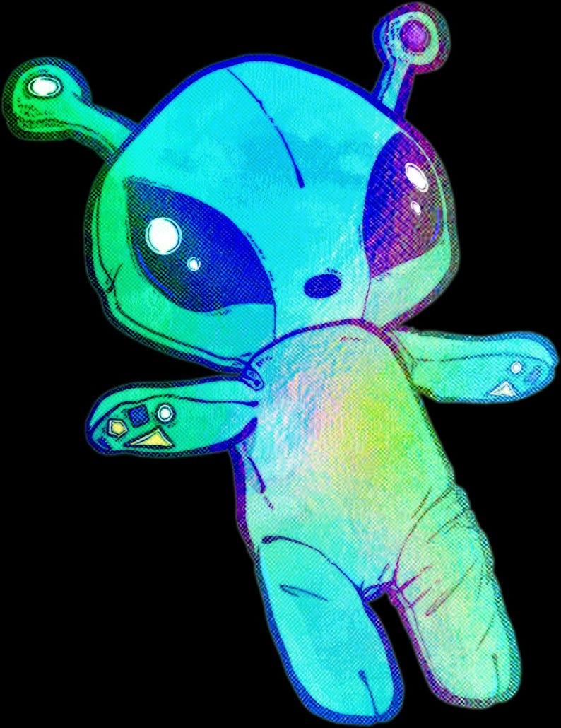 Ikea Alien PLUSH Sticker - UV & Glitter - Etsy