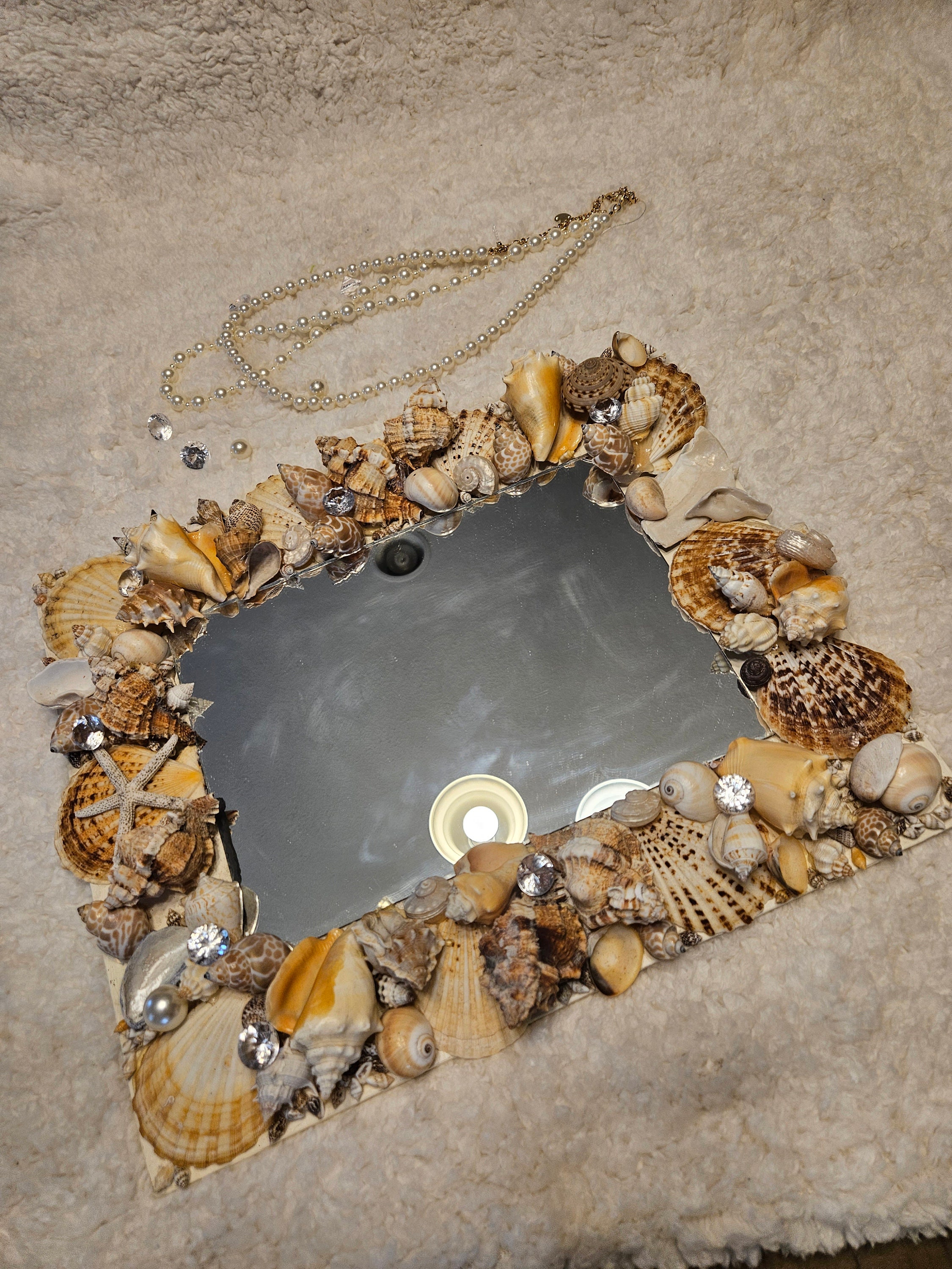 Nautical Seashell Mirror, Beachy Mirror, Handmade Mirror, Vanity Mirror ...