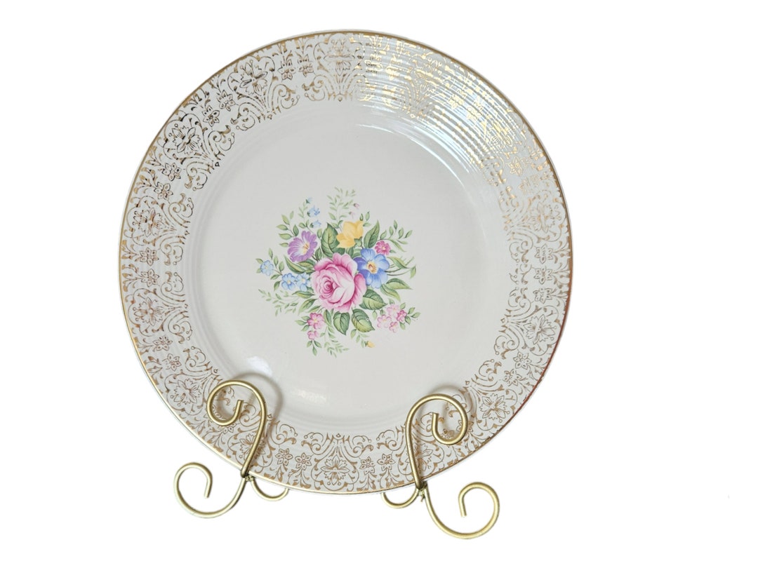 Set of 5 Triumph Limoges Rosalie 22kt Gold Trim Dinner Plates, Vintage ...