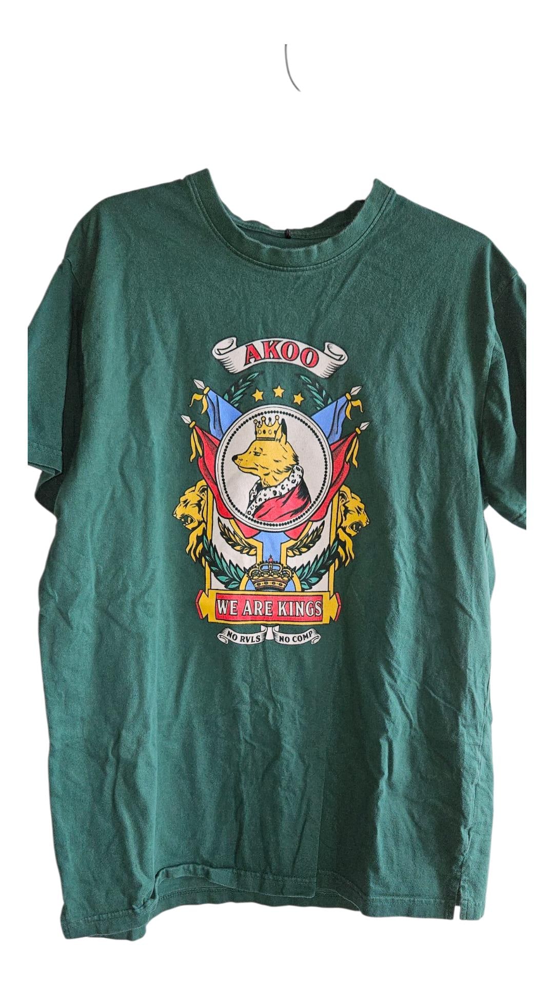 Vintage Akoo Men's Green Graphic T Shirt Size L Short Sleeve 100% ...