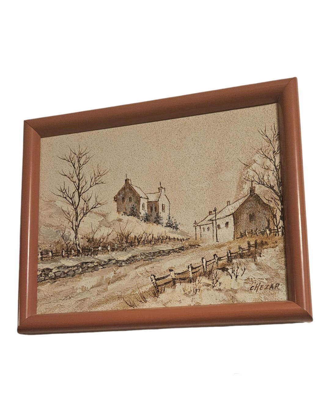 Oil Painting by Chezar, Antique Painting, Vintage Signed Oil Painting ...