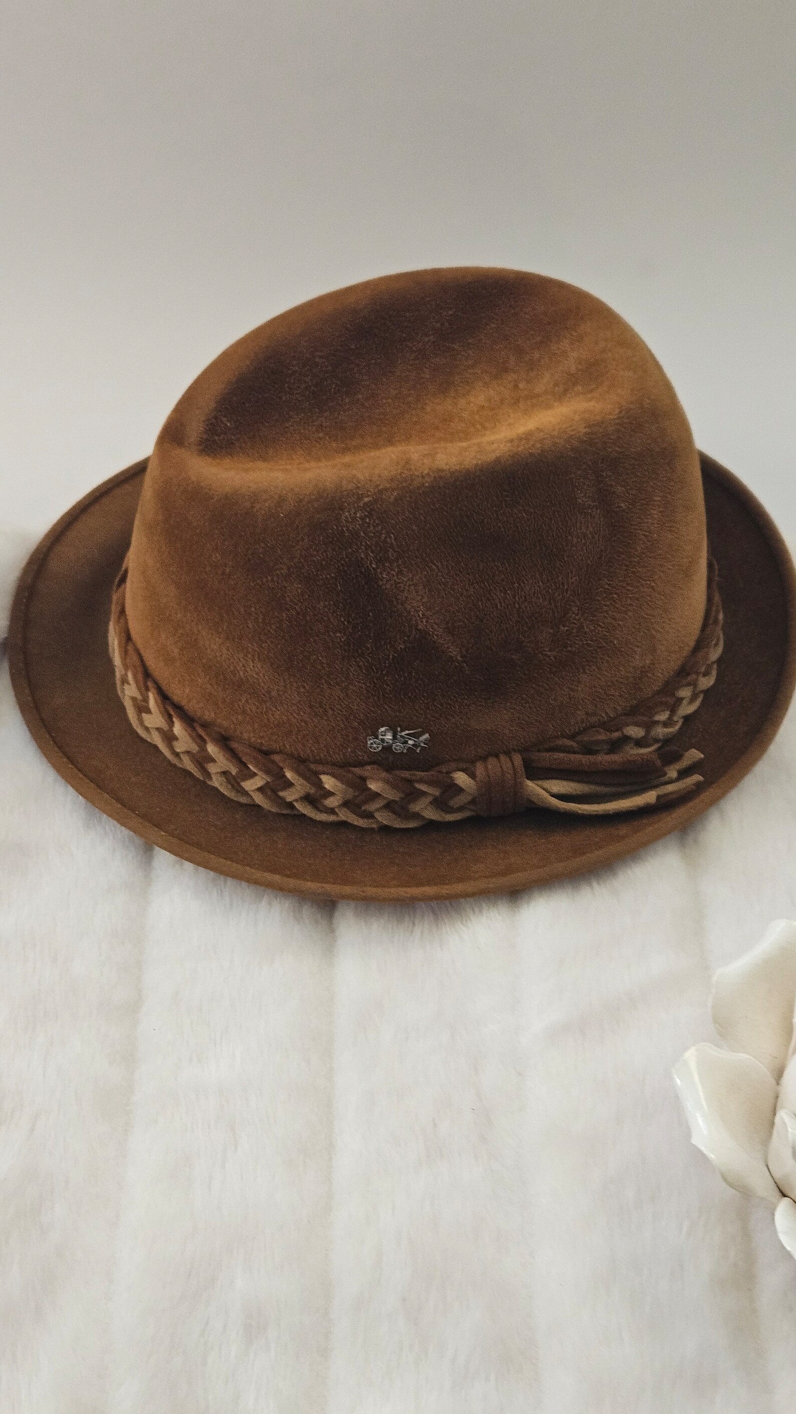 Vintage Unisex Royal Coachman Hat, Fedora Hat by Dobbs, Fur Felt Carmel ...
