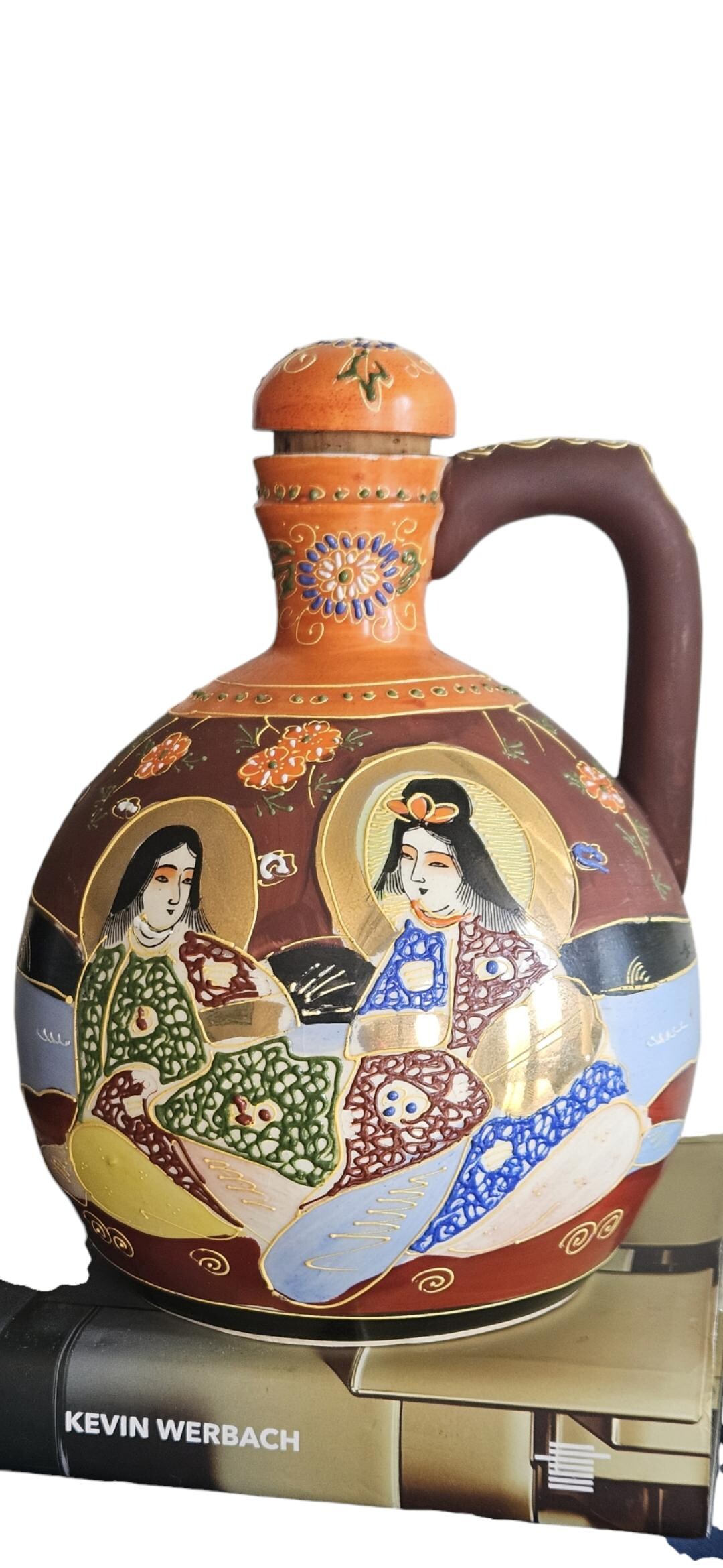 Vintage Kyoto Satsuma Pitcher , Porcelain Handpainted Godess, Moriage ...