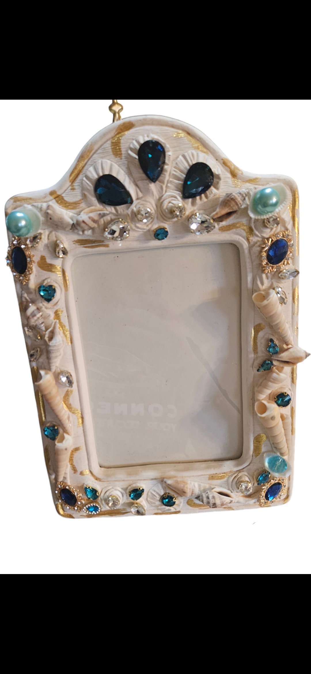 Seashell Frame, Jeweled Photo Frame, Anniversary Photo Frame, Nautical ...