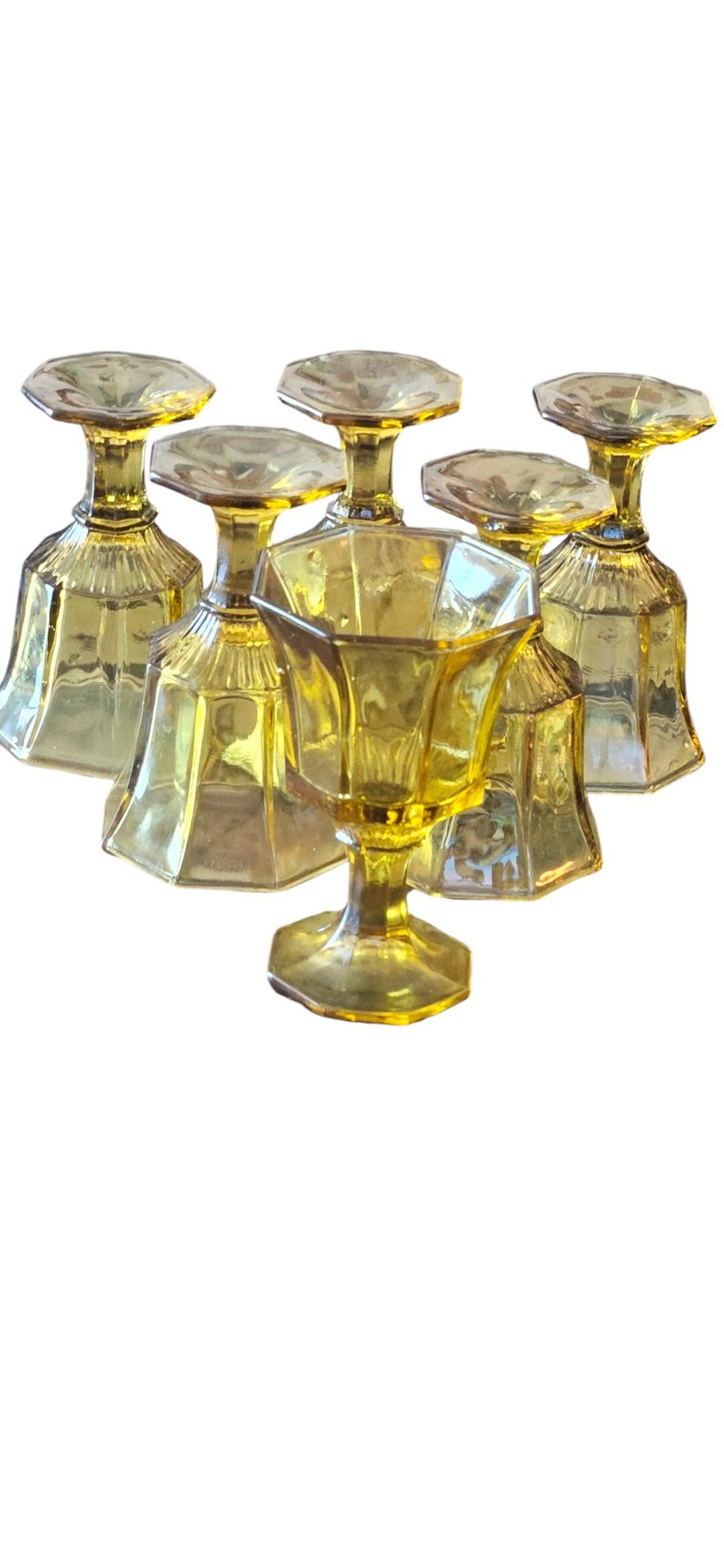 Vintage Independence Ember Impression Octagonal Glassware, a Set of 7 ...