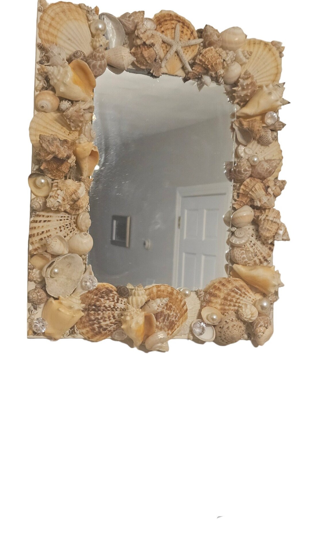 Nautical Seashell Mirror, Beachy Mirror, Handmade Mirror, Vanity Mirror ...