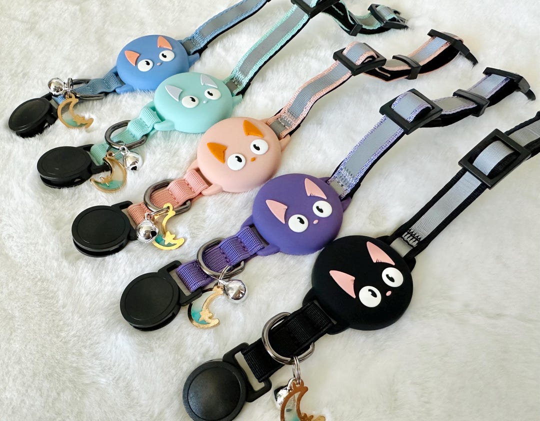Cat Pet Collar With AirTag Holder Adjustable Band Stretchy and ...