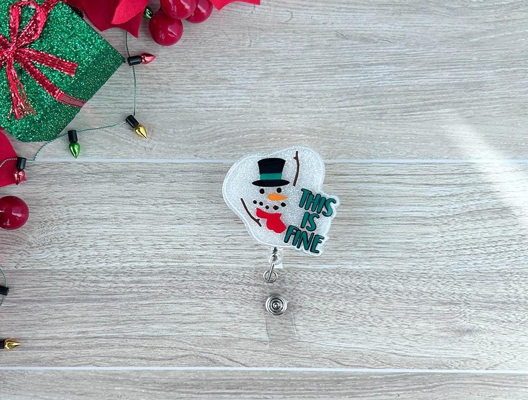 Funny Melted Snowman Christmas Nurse Glitter Badge Reel Stocking ...