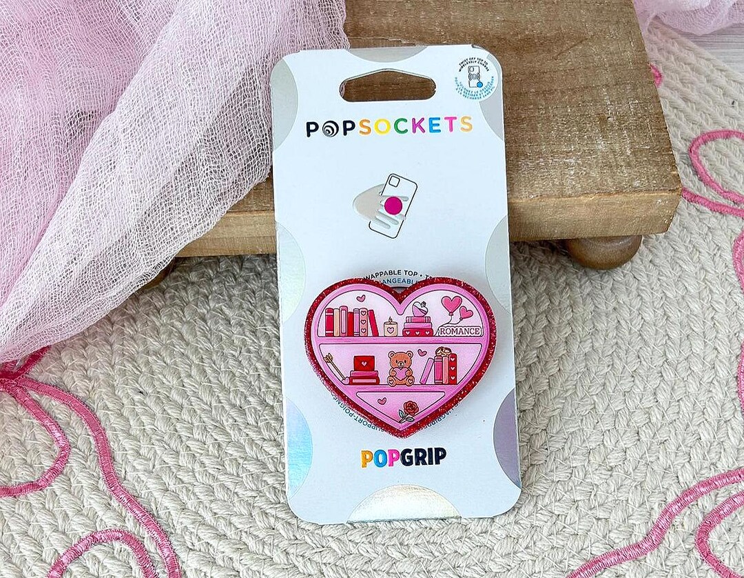 Heart Bookshelf Valentine's Swappable Popsocket or Magsafe Phone/kindle ...