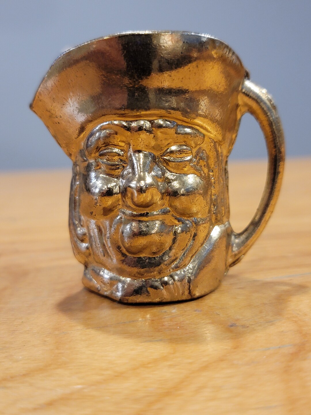 Vintage Antique Brass Plated Colonial Tankard Shot Glass Toby Made in ...