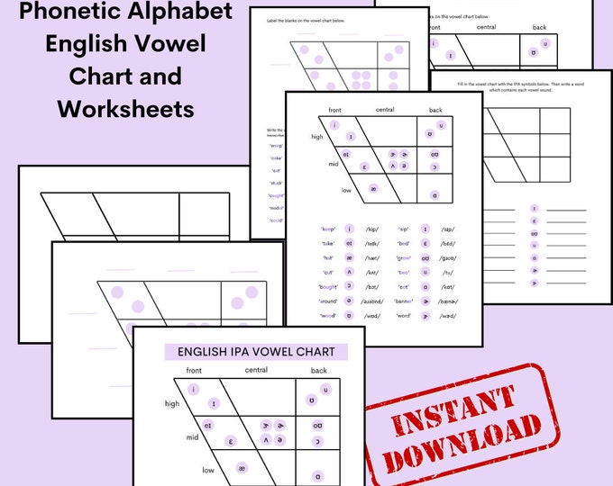 Vowel Charts and Practice Worksheets Bundle for SLP and Linguistics ...