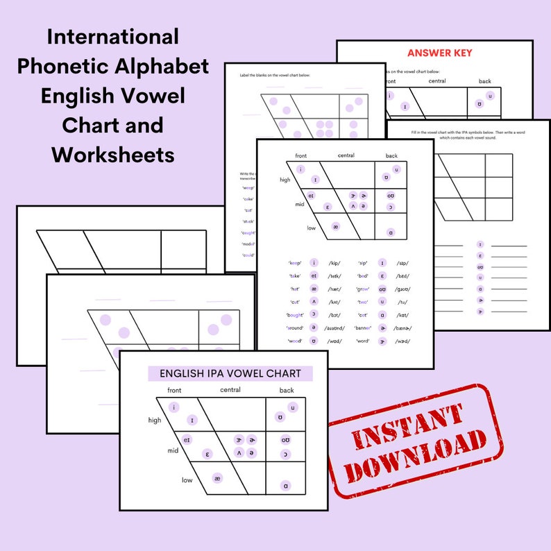Vowel Charts and Practice Worksheets Bundle for SLP and Linguistics ...