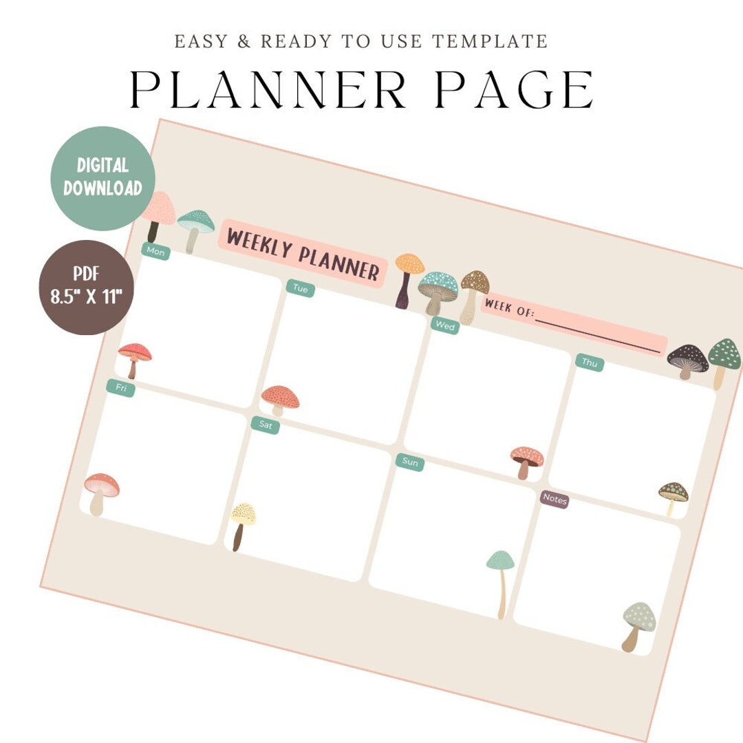 Printable & Digital Weekly Planner Page Template Cream Minimalist ...