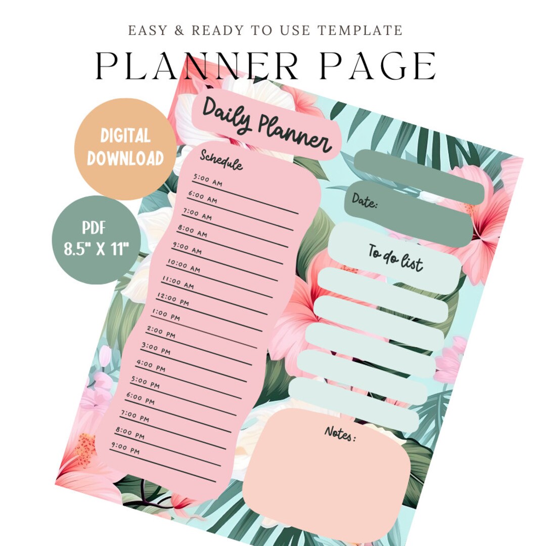 Printable and Digital Weekly Planner and to Do List Page Pink and Green ...