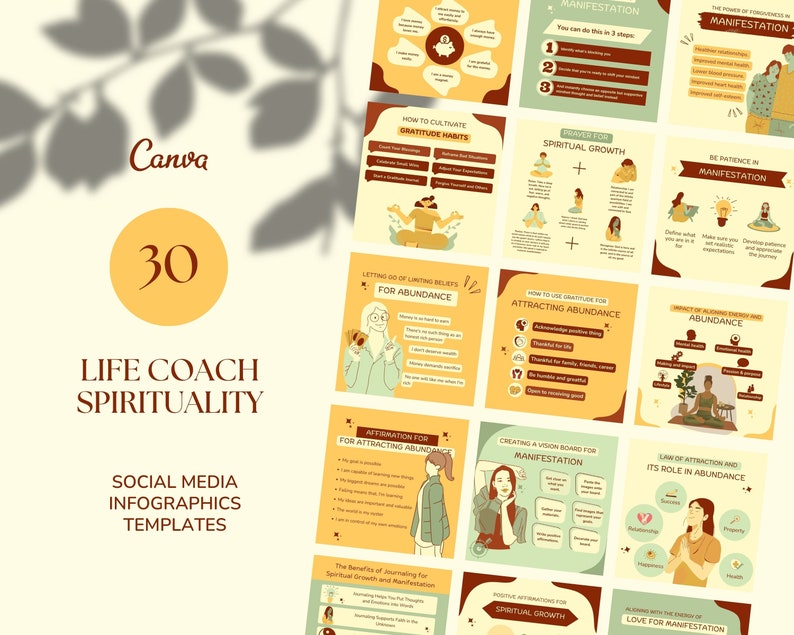 30 Infographics Social Media Post CANVA Templates | Life Coach ...
