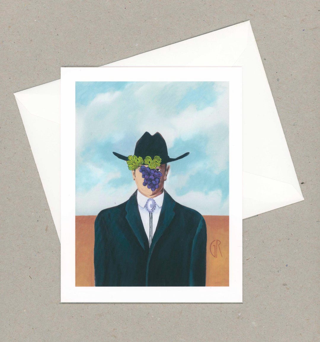 Cowboy After Magritte Note Card, Wine Lovers, Hostess Gift, Greeting ...