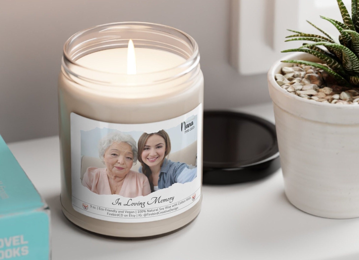 Custom in Loving Memory Photo Candle, Loss of Loved One/ Father/ Mother ...