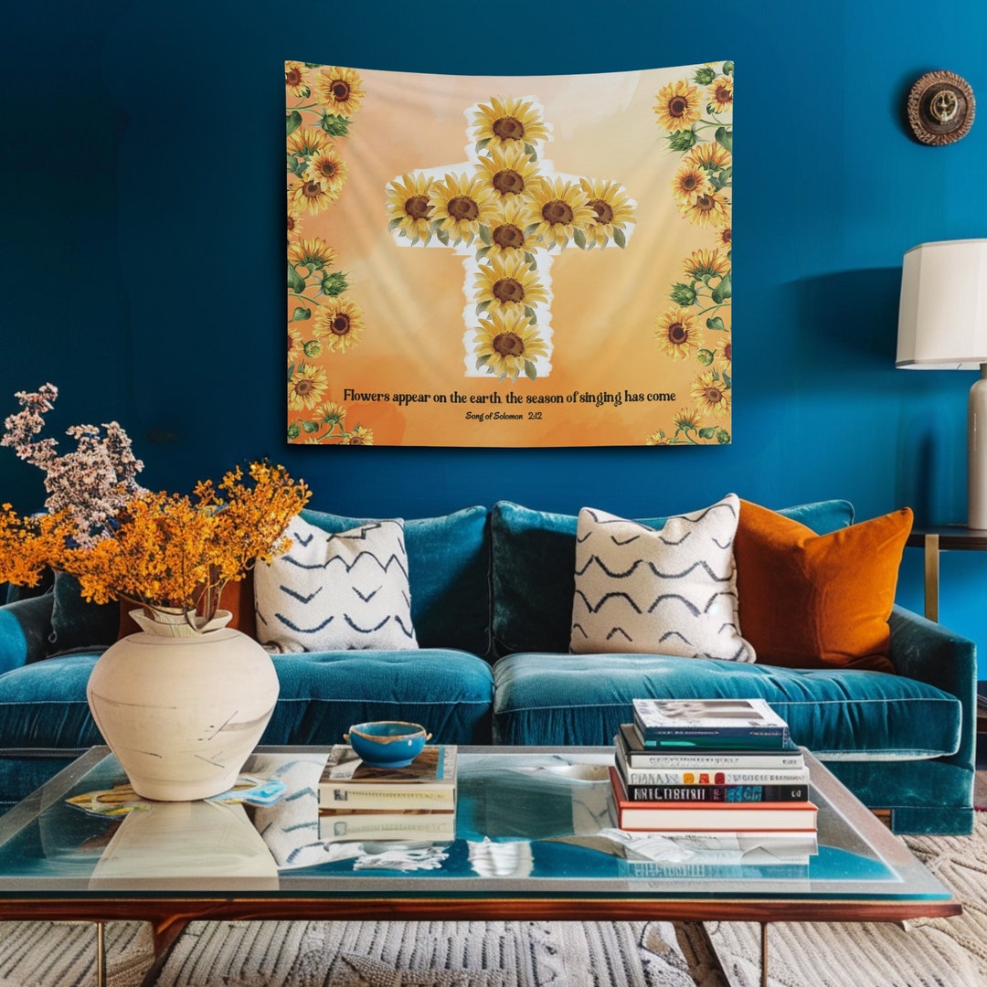 Bible Verse Sunflower Tapestry, Song of Solomon Flower Wall Hanging ...